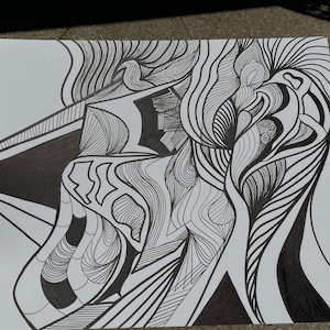 Unique Line Art Abstract Design Wall Art Original Artwork - Etsy