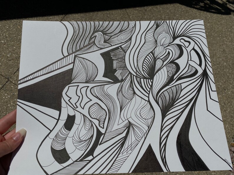 Unique Line Art Abstract Design Wall Art Original Artwork - Etsy