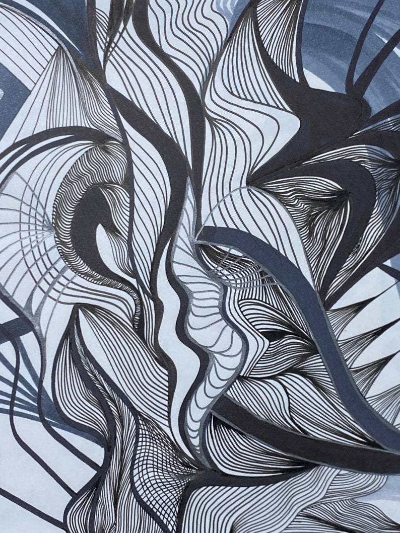 Unique Line Art Abstract Trippy Original Artwork Wall Decor - Etsy