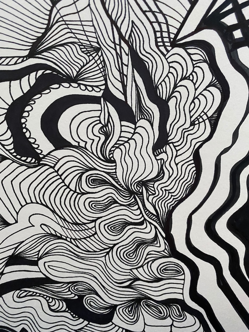 Unique Line Art Abstract Trippy Zen Original Artwork - Etsy