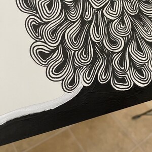 Unique Original Abstract Line Artwork. Black and White Freehand Drawing ...