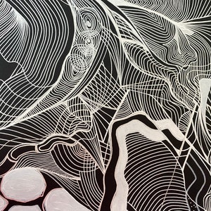 Black and White With Silver Lines Unique Abstract Lineart - Etsy