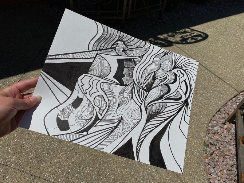 Unique Line Art Abstract Design Wall Art Original Artwork - Etsy