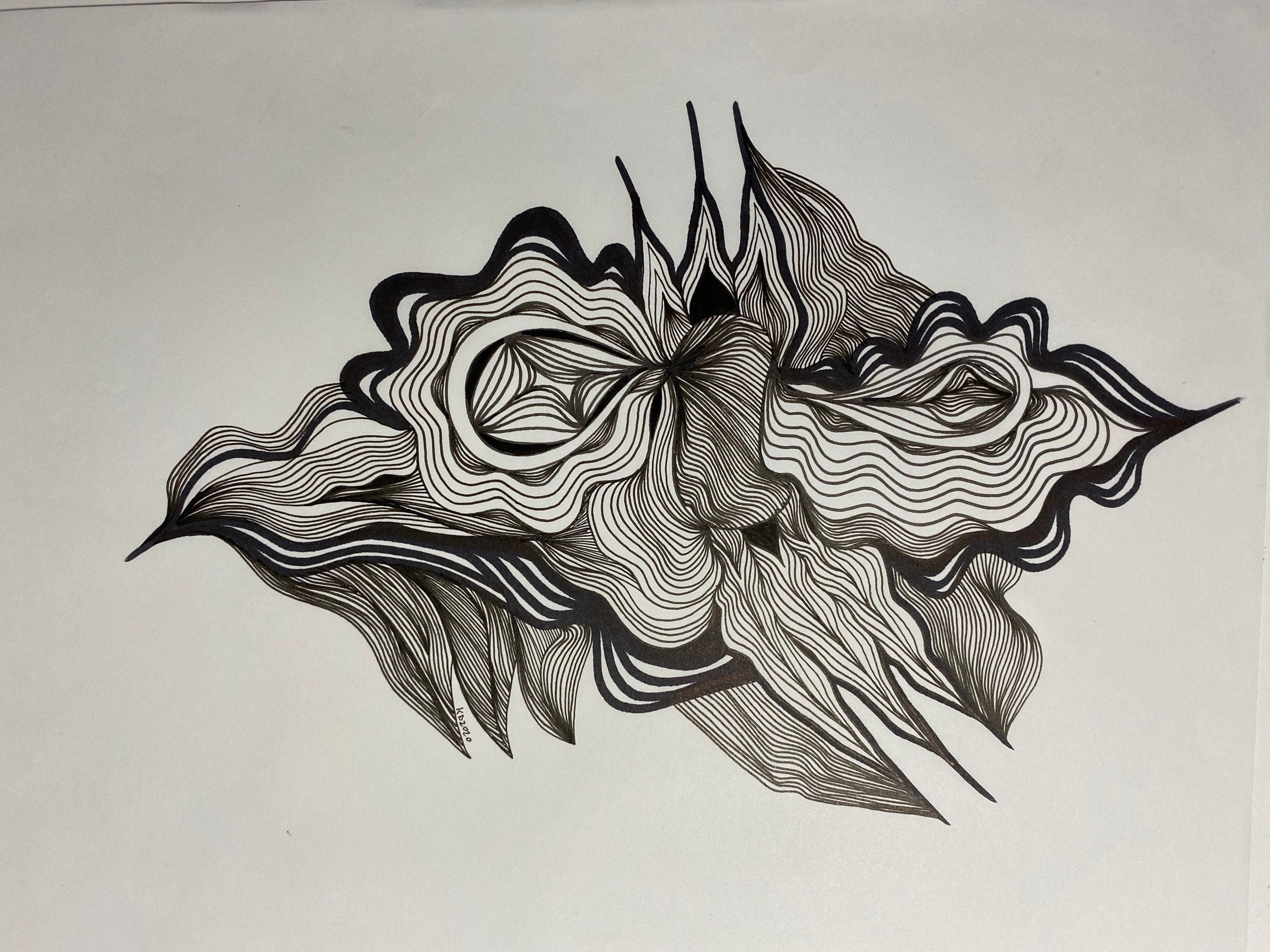 Unique Line Art Abstract Original Artwork - Etsy UK