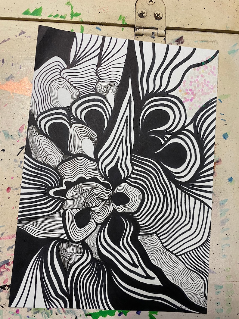 Unique Line Art Abstract Trippy Artwork Home Decor - Etsy
