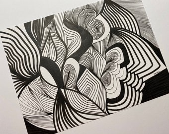 Unique Line Art Abstract Trippy Zen Artwork | Etsy