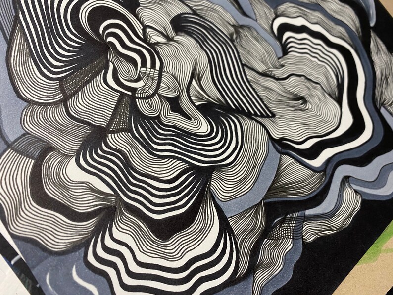 Unique Line Art Abstract Trippy Original Artwork - Etsy