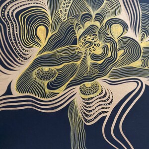 Gold Line Art Unique Abstract Original Artwork - Etsy
