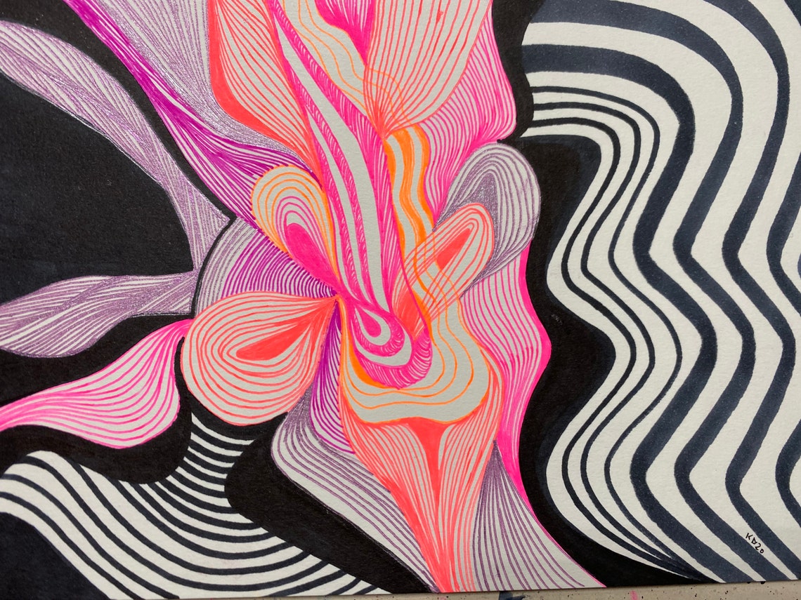 Unique Line Art Abstract Original Artwork Wall Decor - Etsy