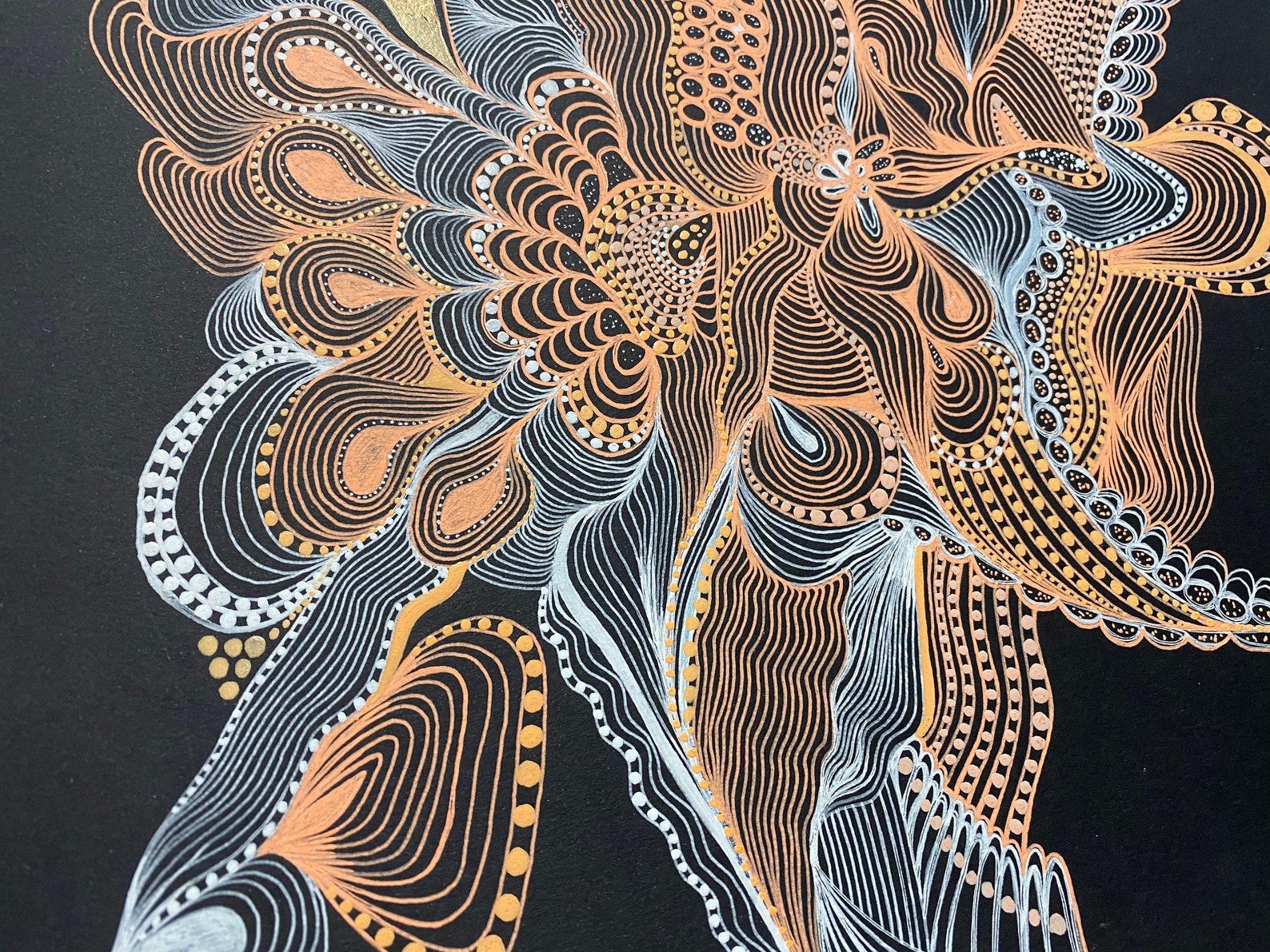 Unique Original Abstract Line Art Piece. Orange White on - Etsy