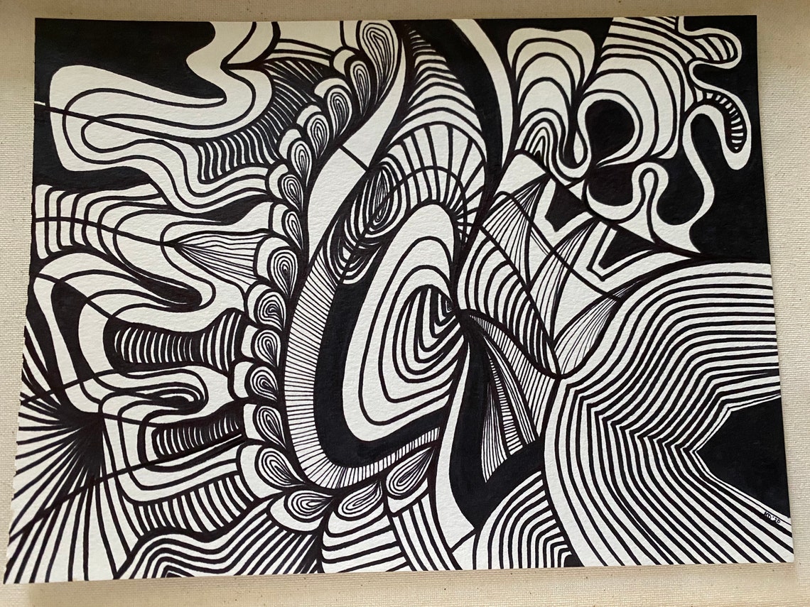 Unique Line Art Abstract Trippy Zen Original Artwork - Etsy