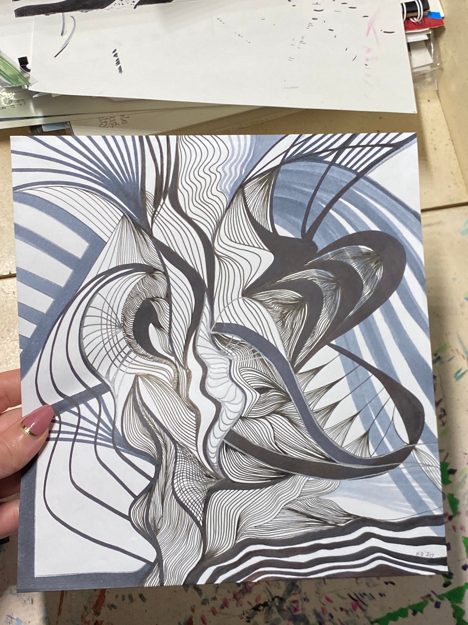 Unique Line Art Abstract Trippy Original Artwork Wall Decor - Etsy