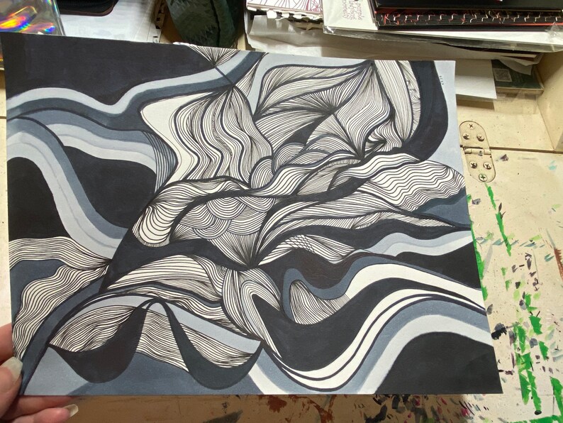 Unique Line Art Design Trippy Original Artwork - Etsy