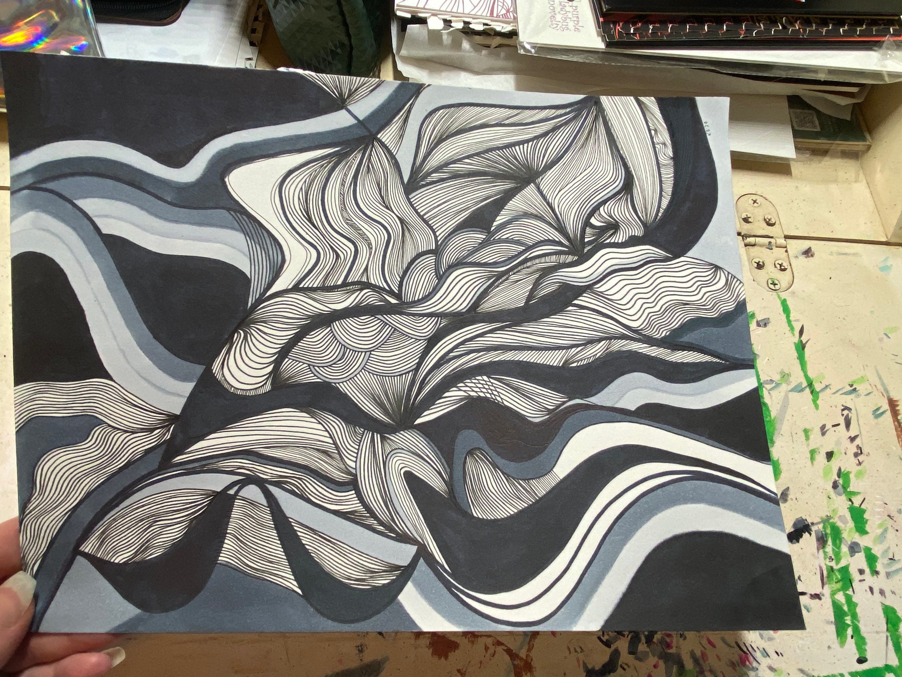 Unique Line Art Design Trippy Original Artwork - Etsy