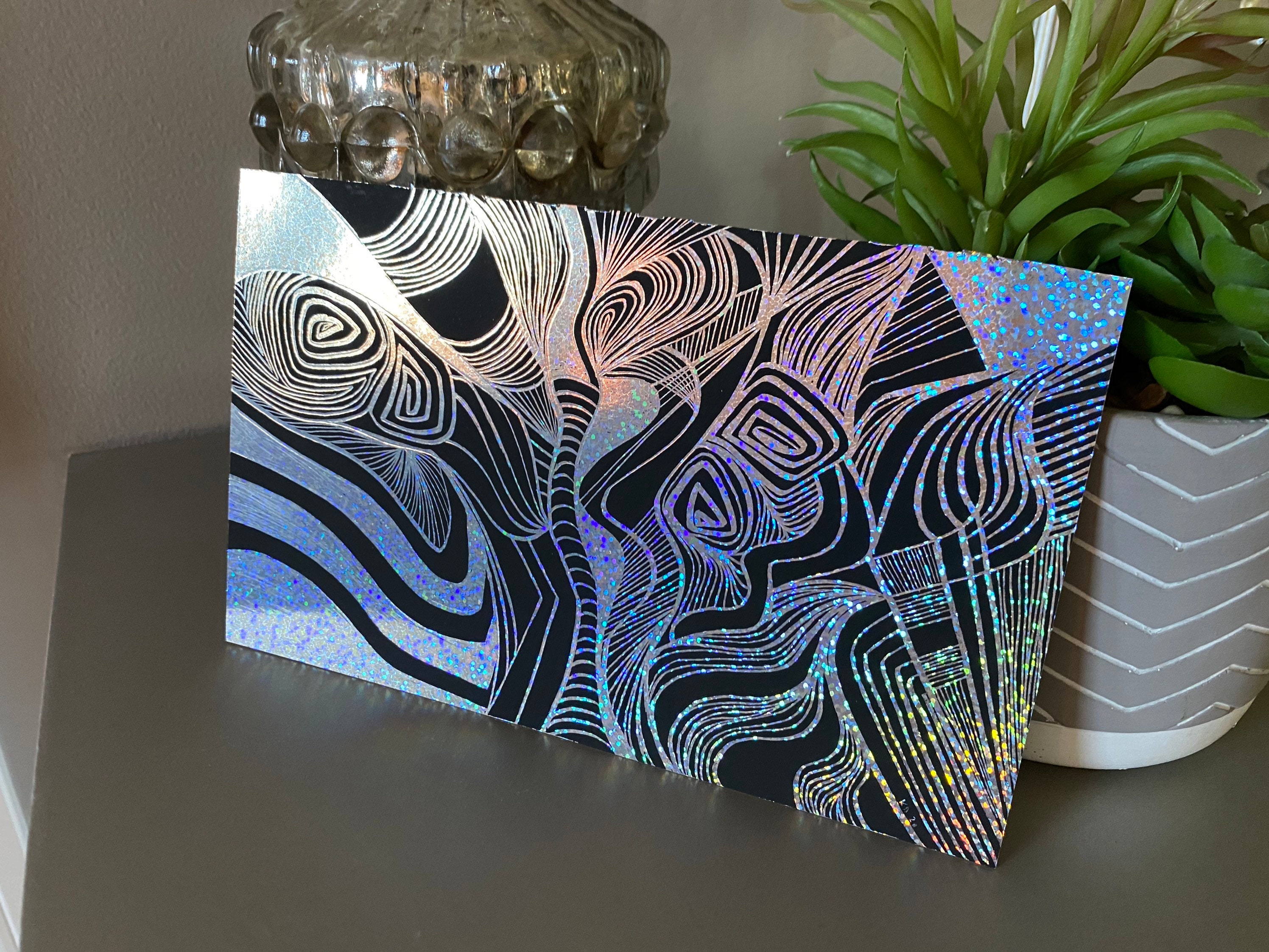 Holographic Unique Line Art Abstract Original Artwork - Etsy