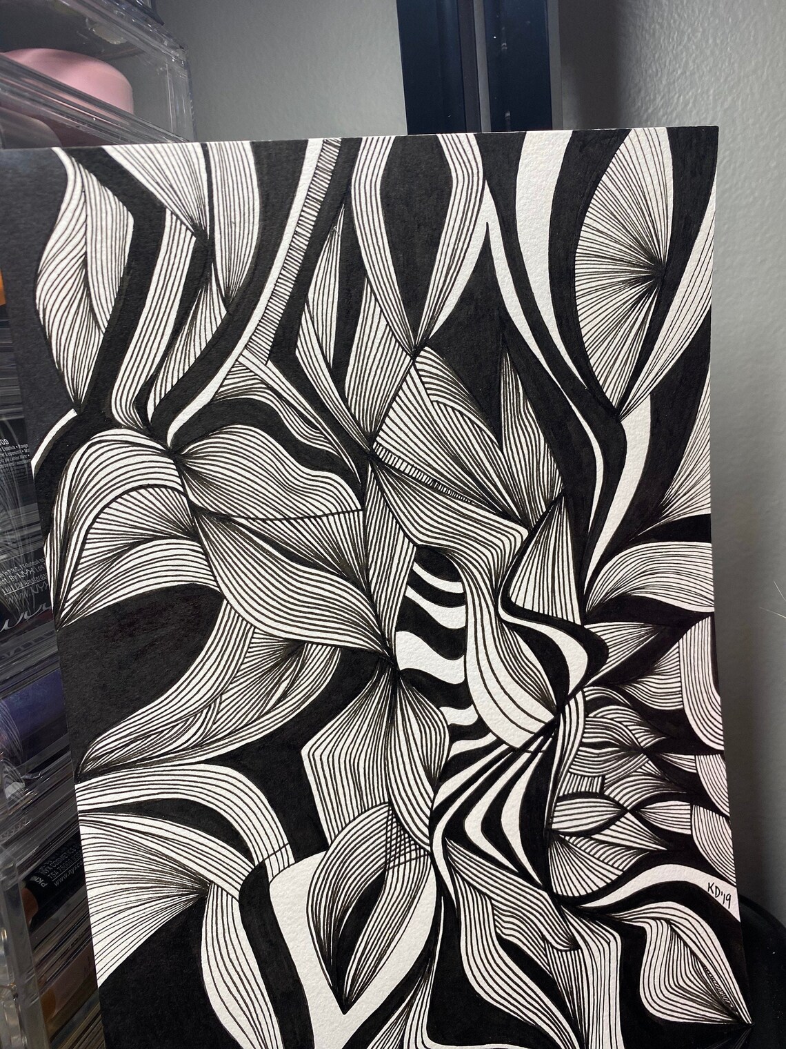 Unique line art abstract trippy zen original artwork | Etsy