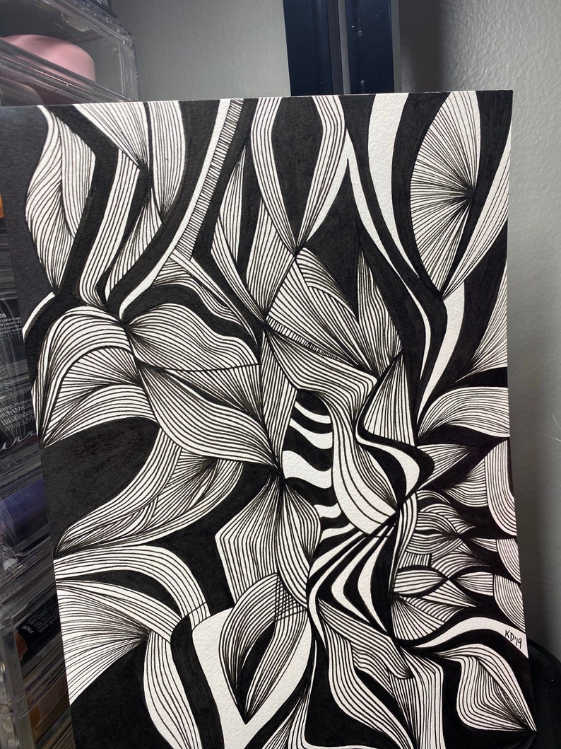 Unique Line Art Abstract Trippy Zen Original Artwork - Etsy