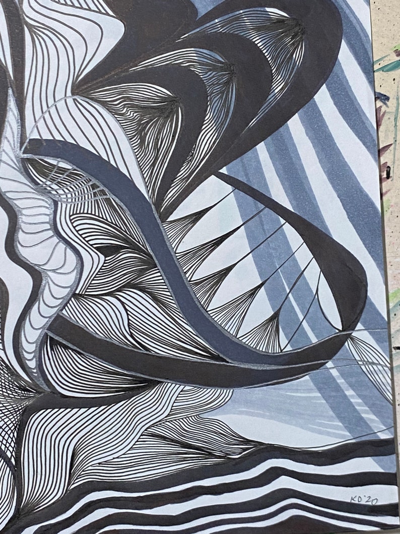 Unique Line Art Abstract Trippy Original Artwork Wall Decor - Etsy