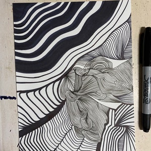 Black and White Unique Line Art Abstract Original Artwork Original ...