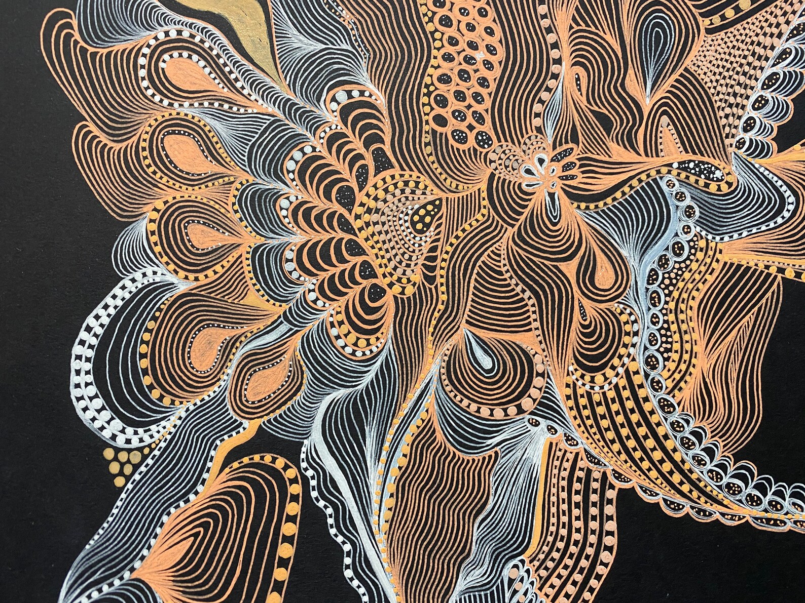 Unique Original Abstract Line Art Piece. Orange White on - Etsy