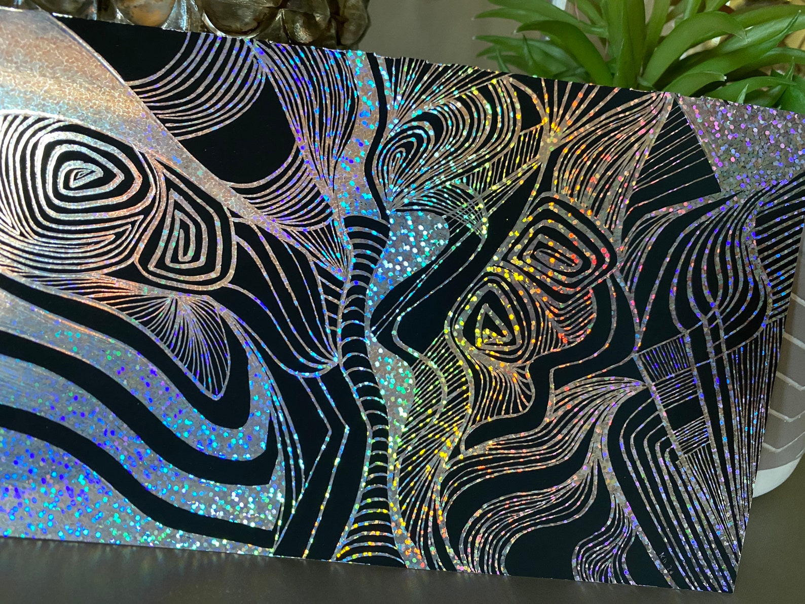 Holographic Unique Line Art Abstract Original Artwork - Etsy