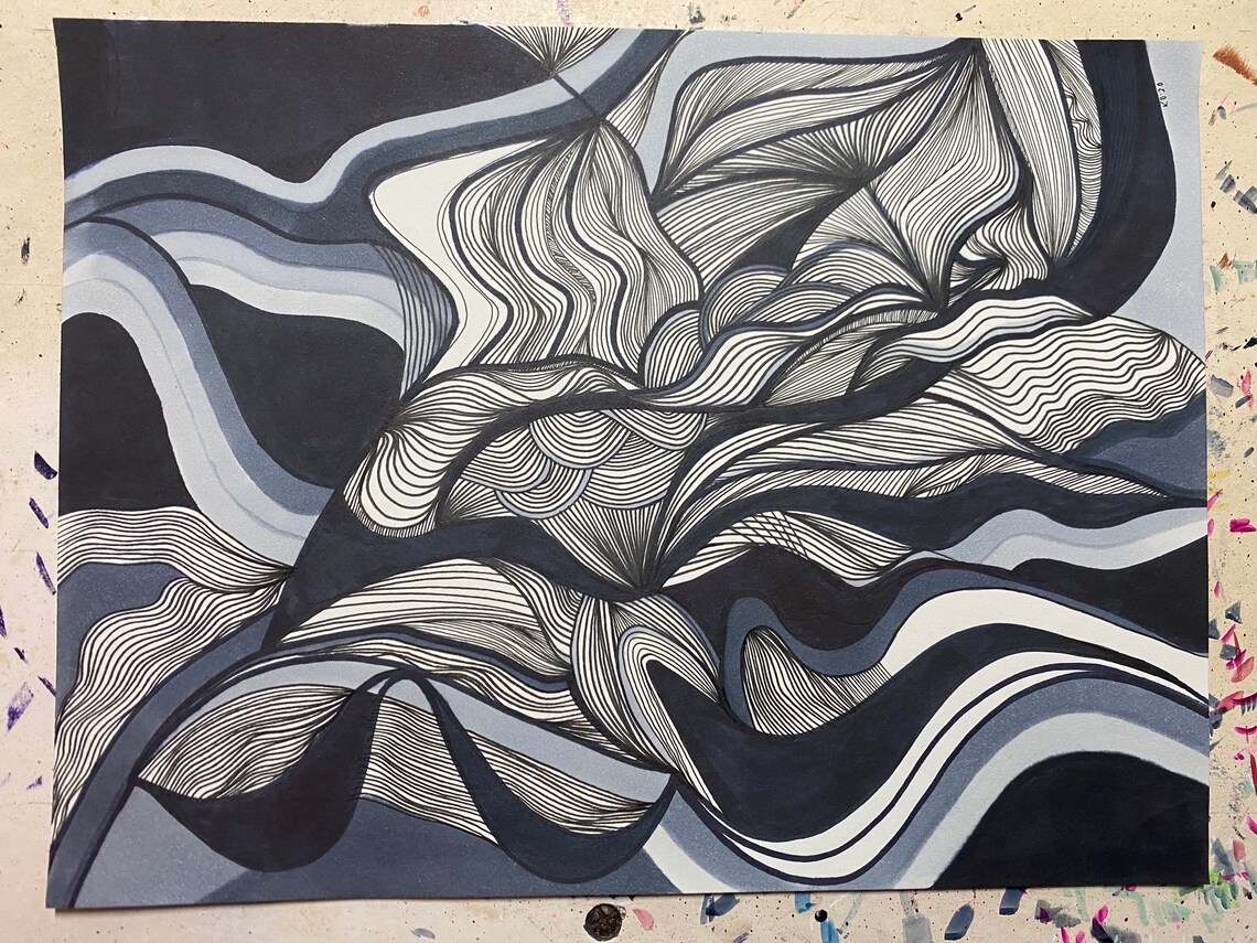 Unique Line Art Design Trippy Original Artwork - Etsy