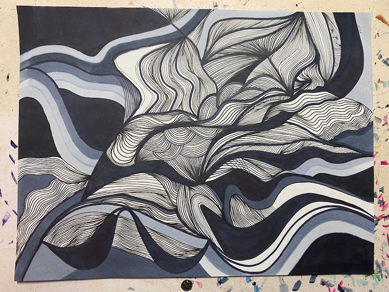 Unique Line Art Design Trippy Original Artwork - Etsy