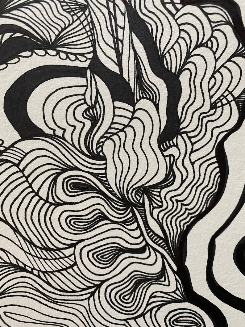 Unique Line Art Abstract Trippy Zen Original Artwork - Etsy