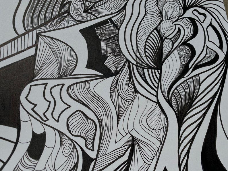 Unique Line Art Abstract Design Wall Art Original Artwork - Etsy
