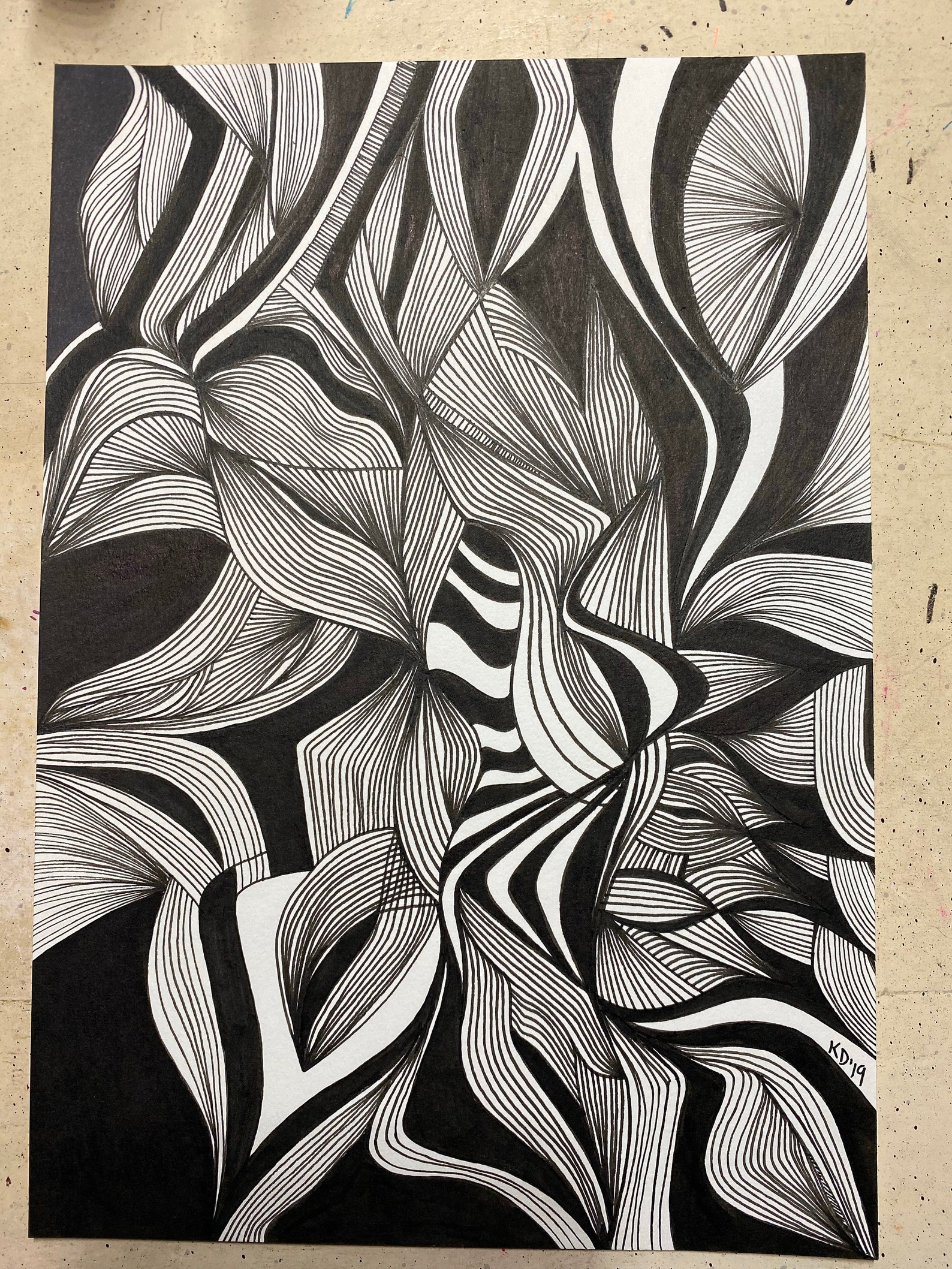 Unique line art abstract trippy zen original artwork | Etsy