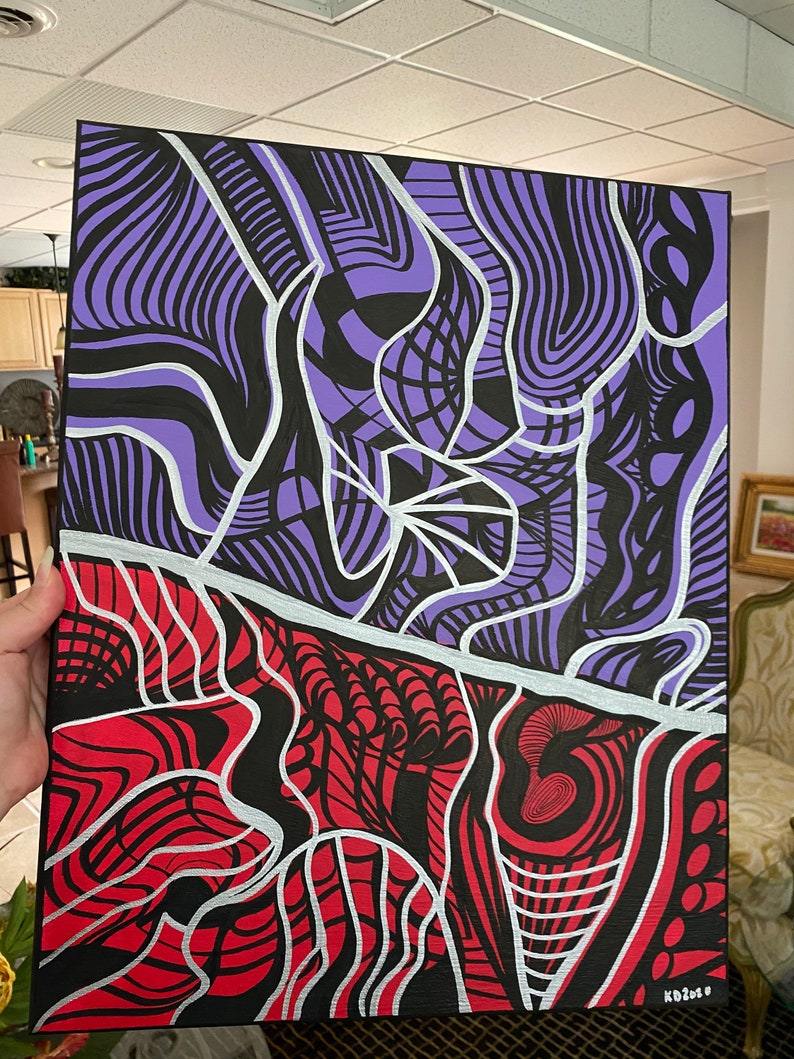 Unique Line Art Abstract Canvas Original Artwork - Etsy