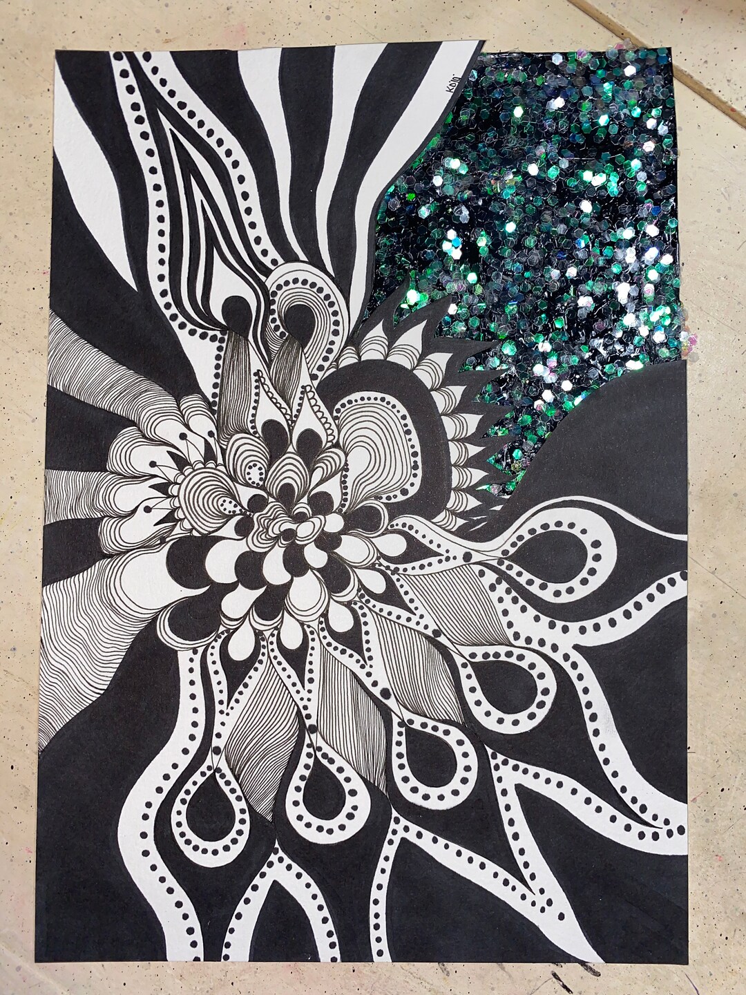 Zen Line Art With Glitter - Etsy