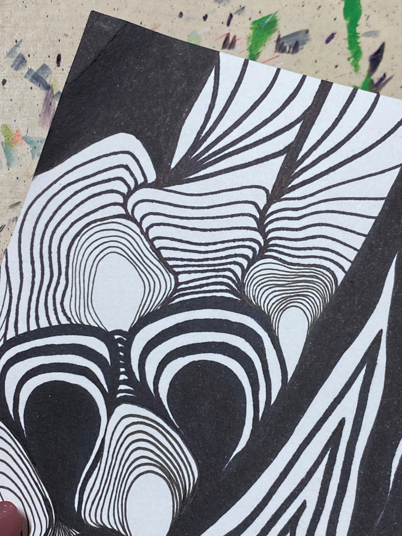 Unique Line Art Abstract Trippy Artwork Home Decor | Etsy