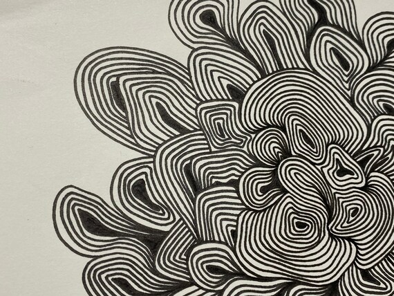 Pen & Ink Unique line art abstract design wall art original artwork ...