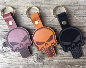 Leather Punisher Keyring (stars and Stripes Version) - Etsy
