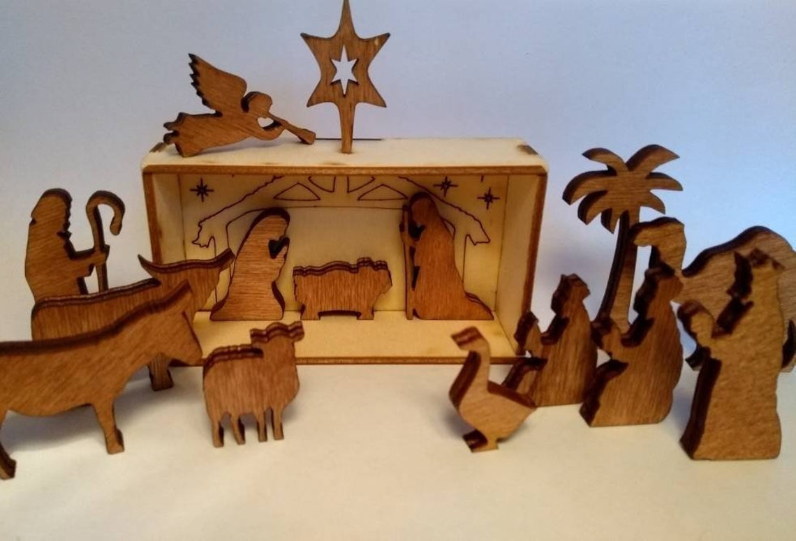 Miniature Wooden Nativity Set in a Box | Etsy