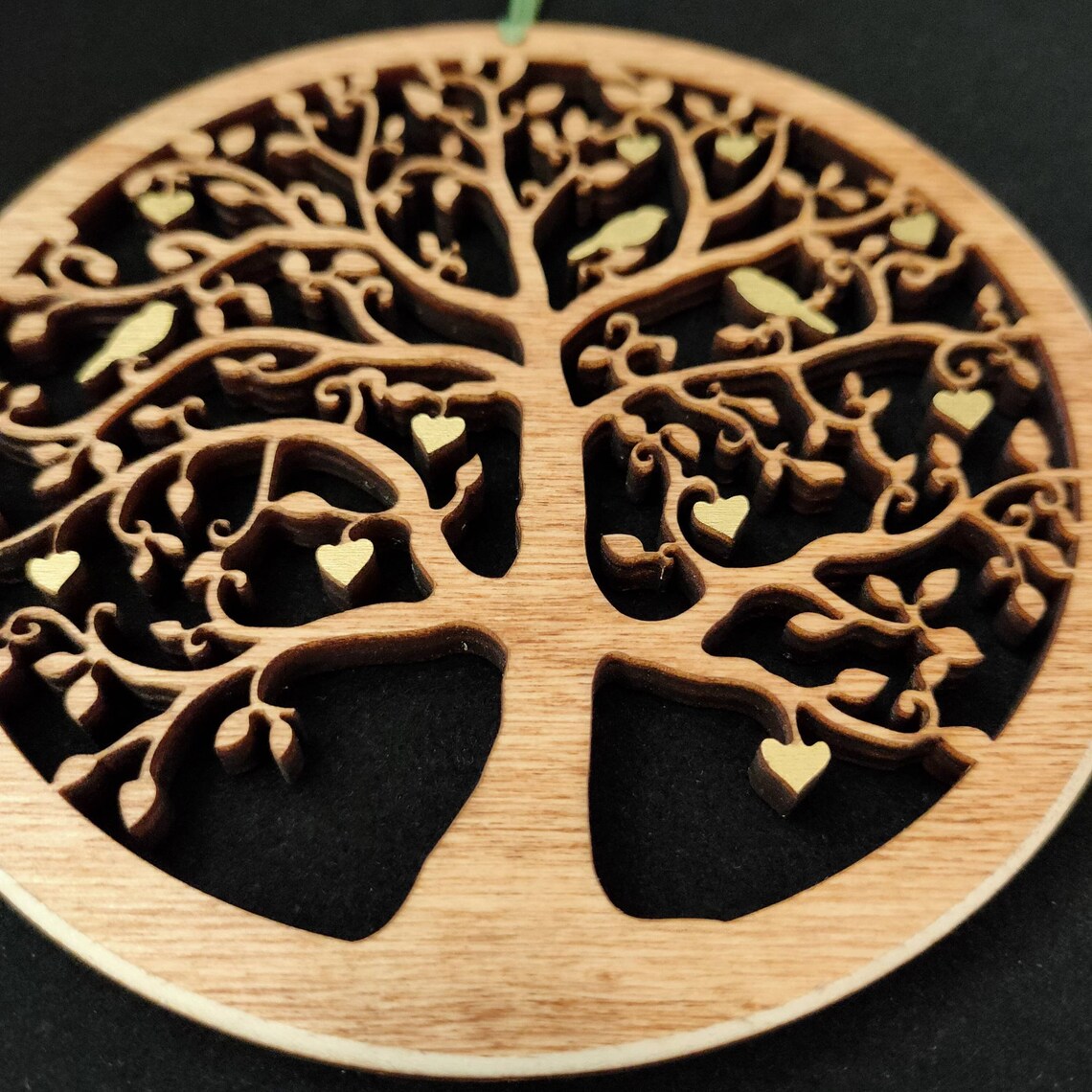 Tree With Hearts and Birds Small Wooden Ornament 'love | Etsy