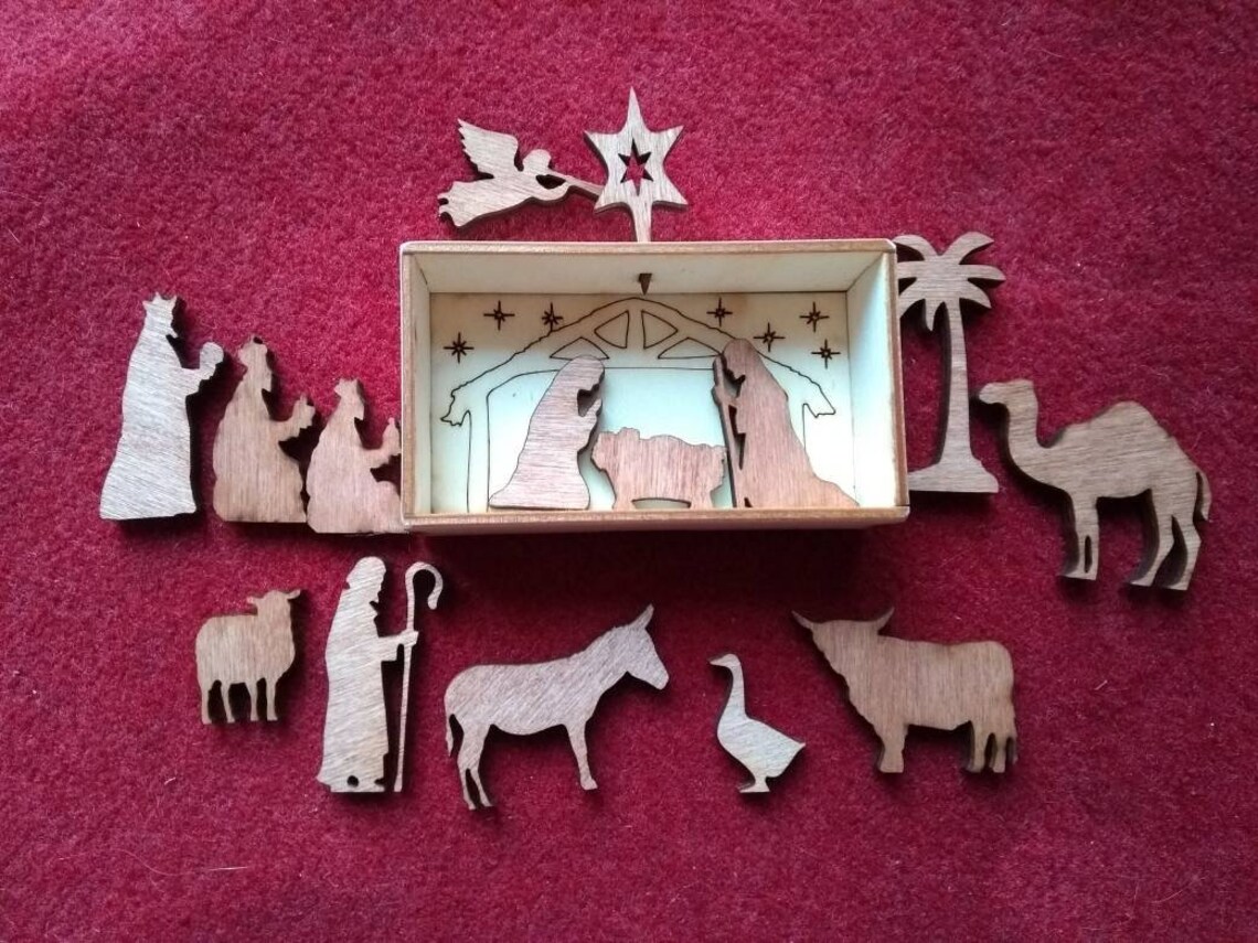 Miniature Wooden Nativity Set in a Box | Etsy