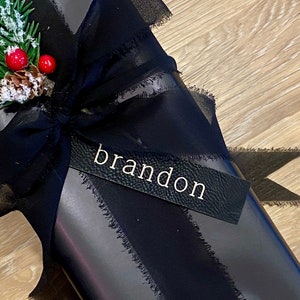 Stocking Name Tag || Faux Leather Gift Tag Gift Box Label Custom Name ...