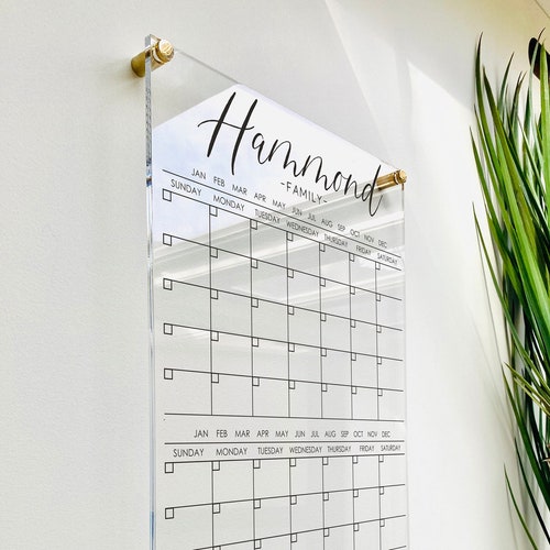 Two Month Acrylic Calendar Dry Erase Family Planner Wall - Etsy