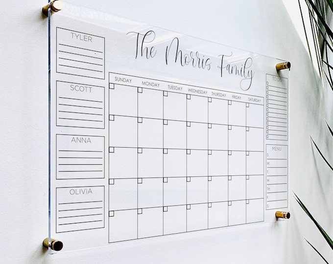 Personalized Acrylic Calendar for Wall Ll Dry Erase Board Lucite Clear ...
