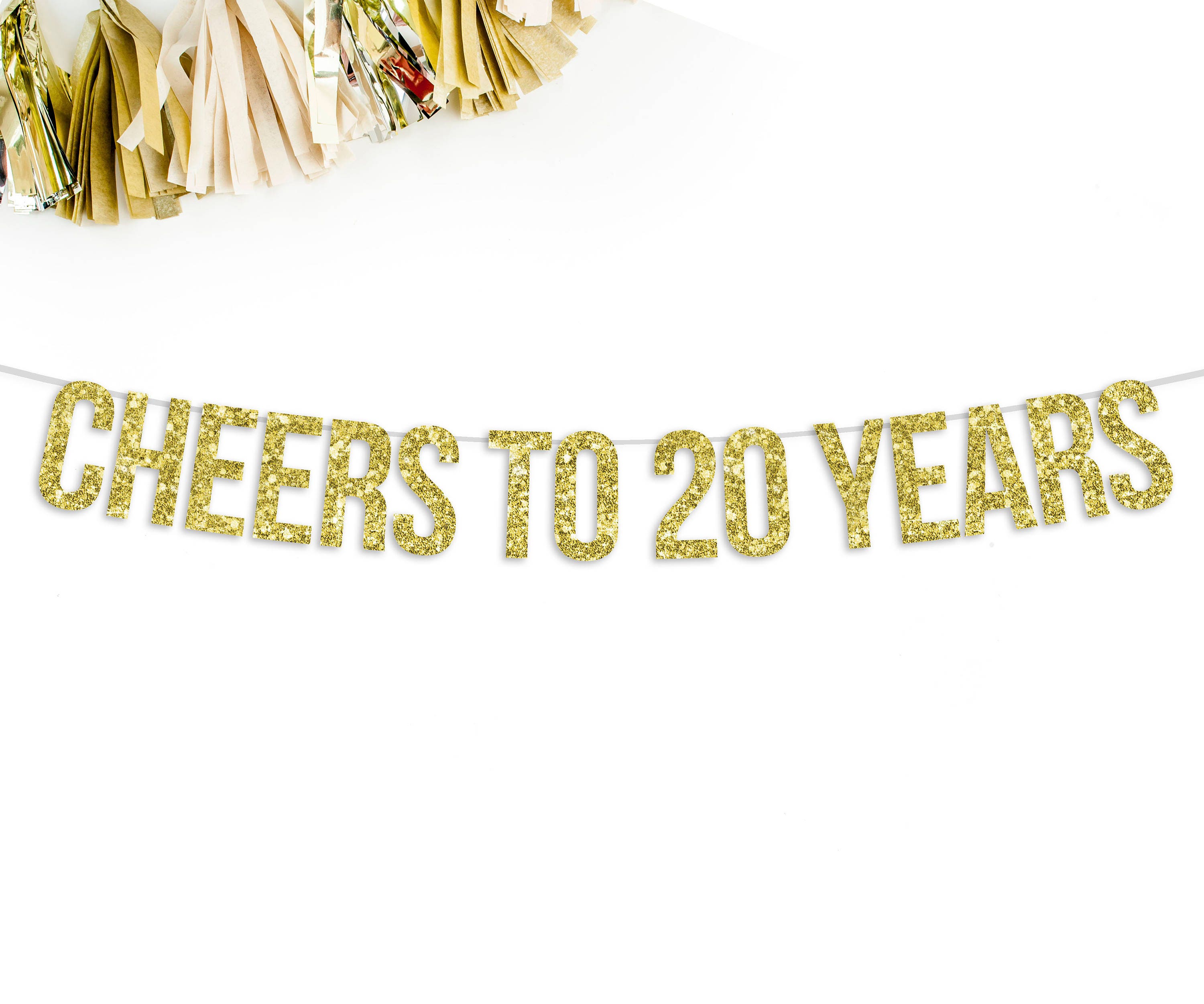 Cheers To 20 Years Glitter Banner 20th anniversary birthday | Etsy