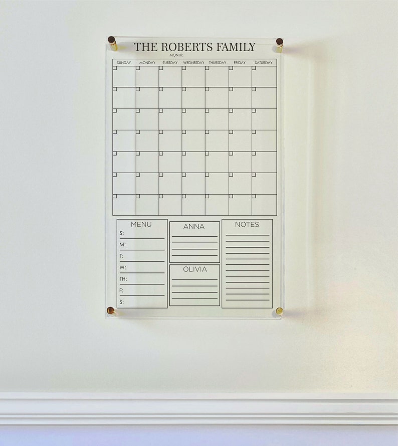 Personalized Acrylic Calendar for Wall 7 Week Design Ll Dry - Etsy