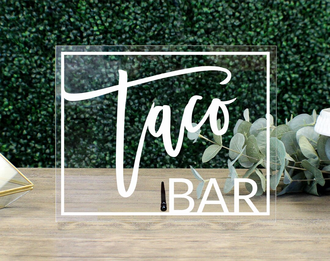 Taco Bar Sign || Acrylic Sign Taco Party Fiesta Theme Bar Sign Wedding ...