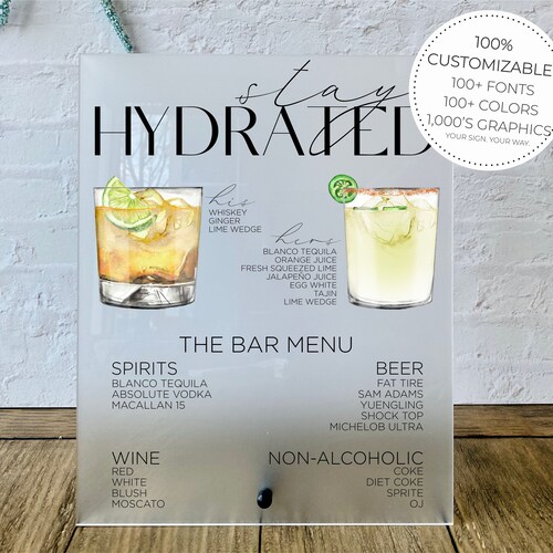 Custom Cocktail Menu Personalized Drinks Sign Acrylic Wedding - Etsy