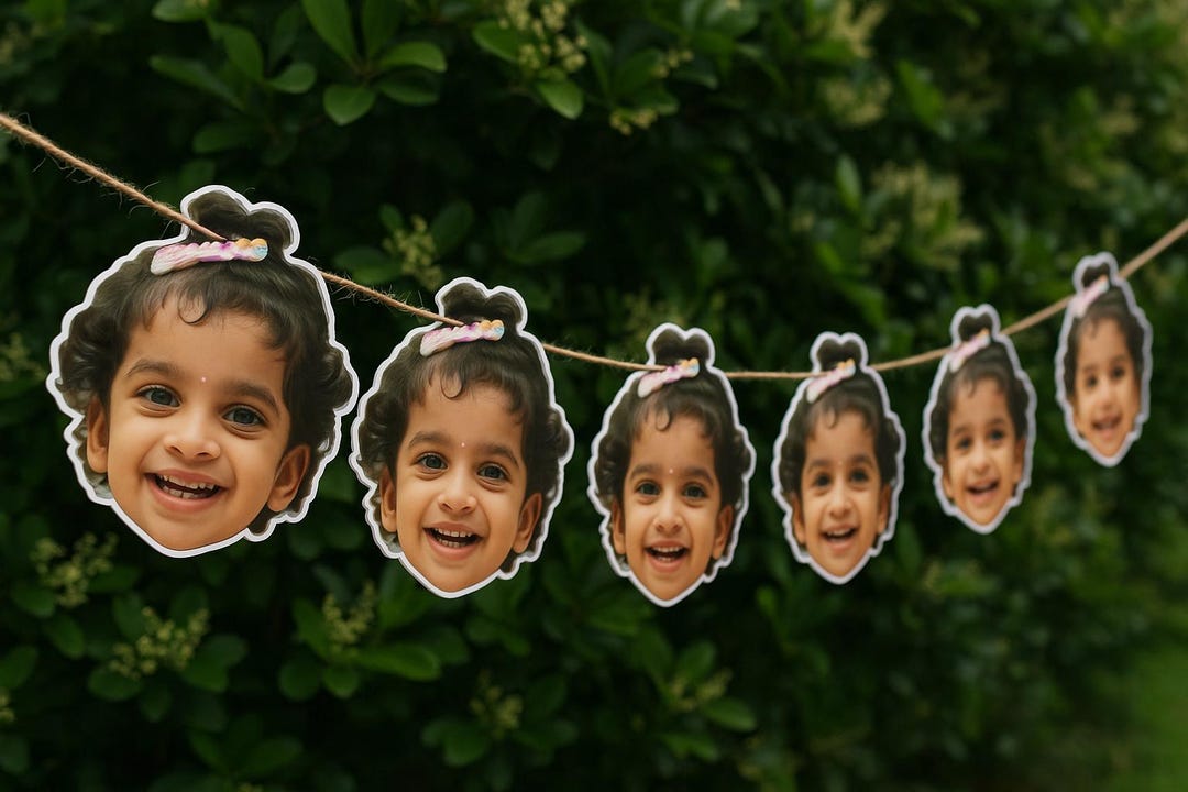 Custom Face on a Garland Head on Banner Custom Birthday Wall Hang ...