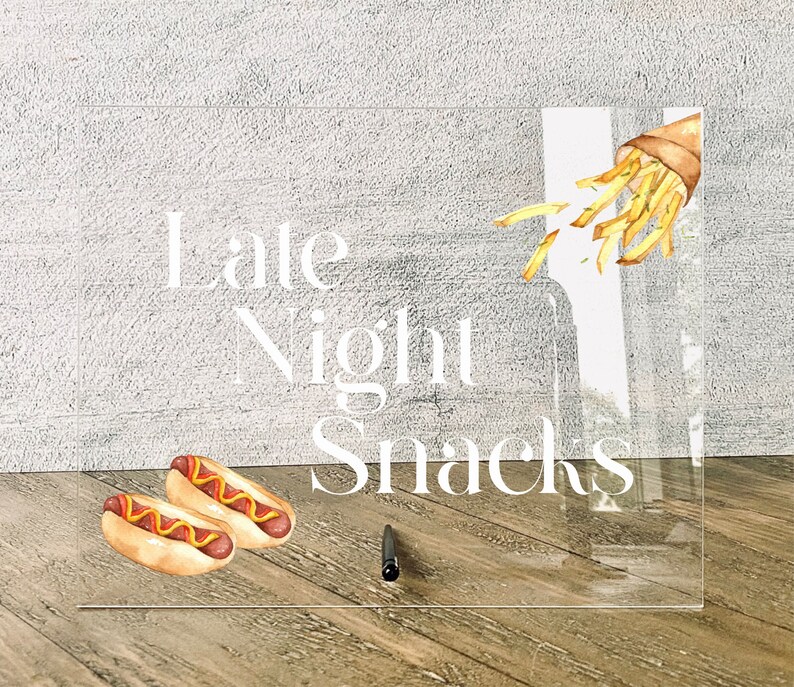 Snack Table Sign Custom Acrylic Wedding Sign Late Night - Etsy