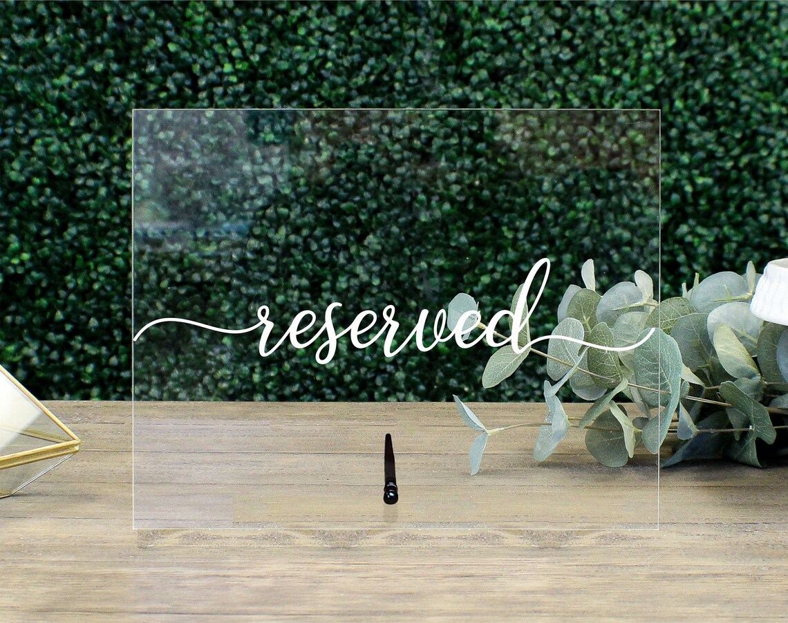 Reserved Table Sign Clear Wedding Decorations Bridal Shower | Etsy