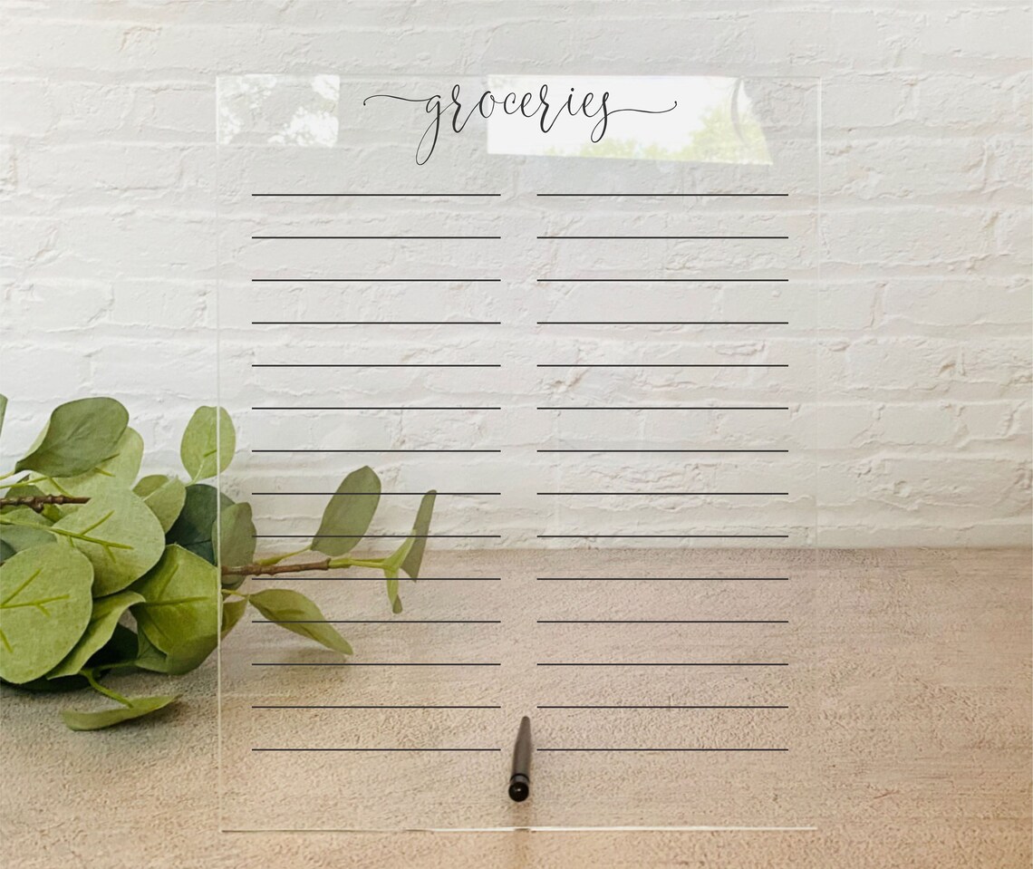 Acrylic Grocery List Board for Counter 8x10 | Etsy