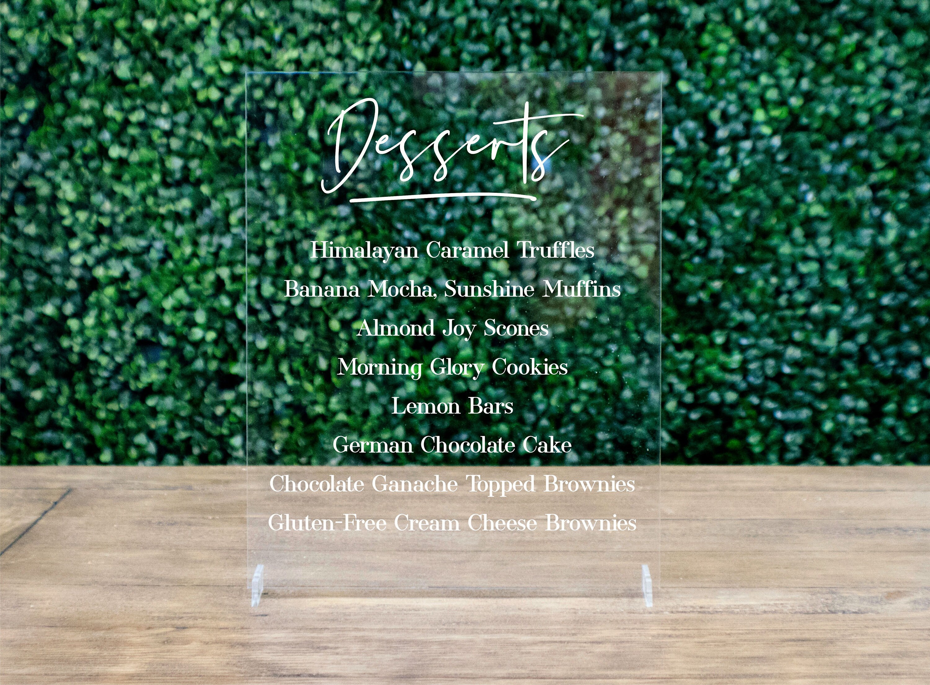 Personalized Dessert Menu Acrylic Sign Clear Acrylic | Etsy